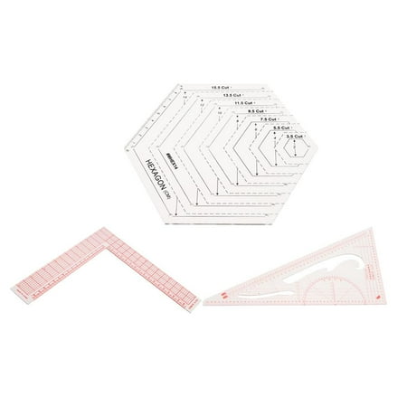 Translucent Hexagon Triangle L-Squre Quilt Rulers With Clear Grids ...