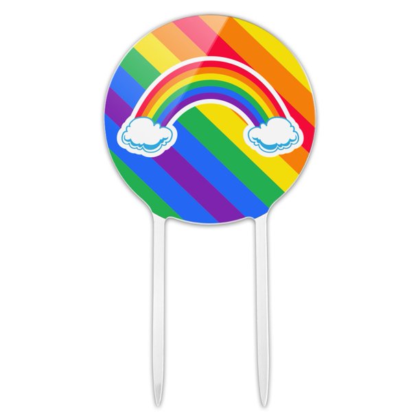 Acrylic Double Rainbow with Clouds Cake Topper Party Decoration for ...