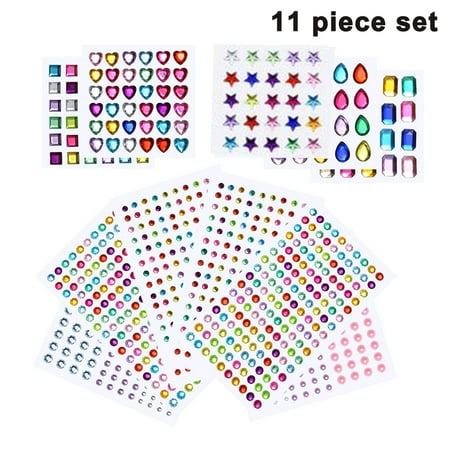 Self-Adhesive Rhinestone Stickers, Acrylic Stick-on Crystal Gem Sheets ...