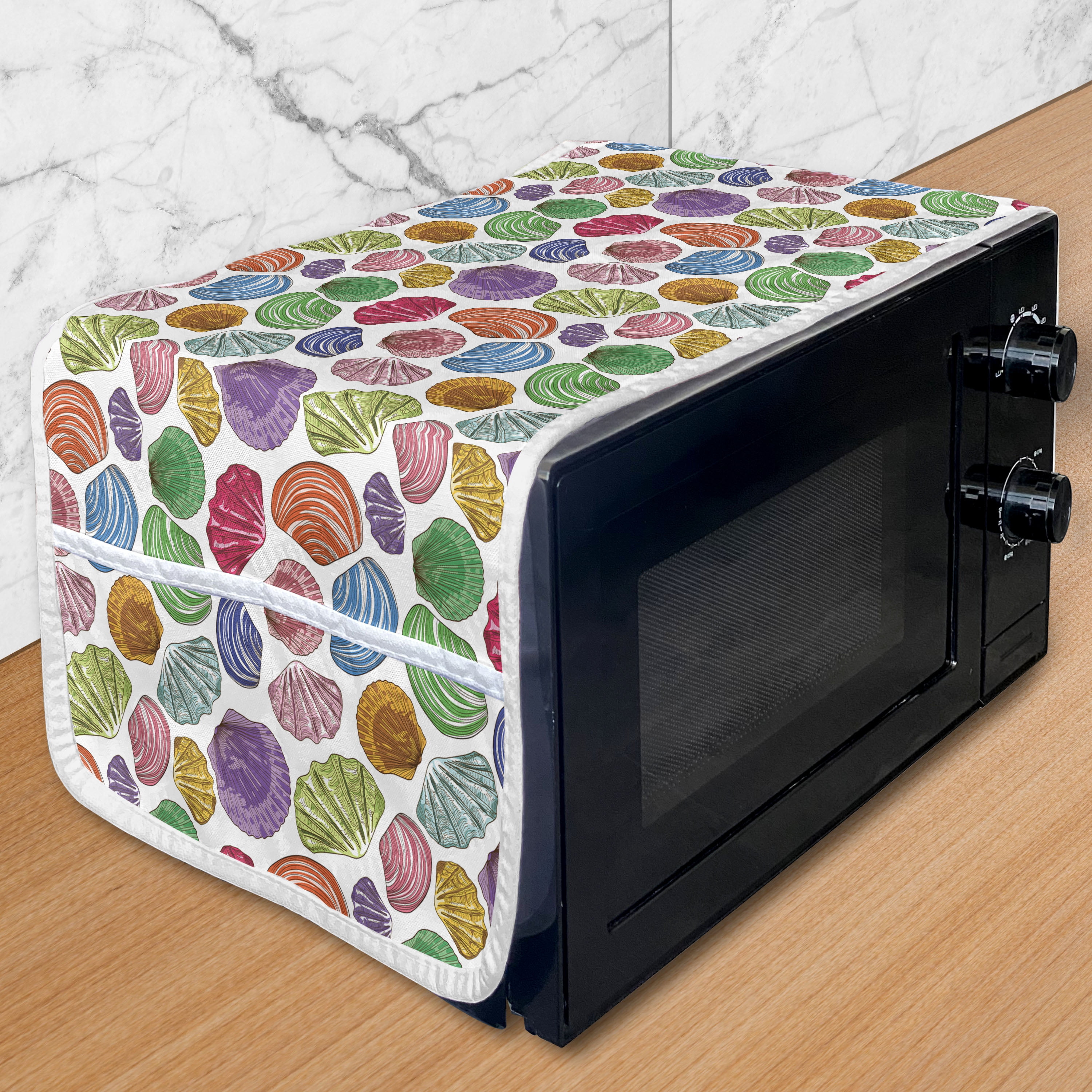 Sea Shells Microwave Oven Cover, Colorful Hand Drawn Shells Summer ...