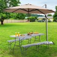 3 PCS Folding Table and Benches, 6Ft Camping Table & 2-Pack Folding ...