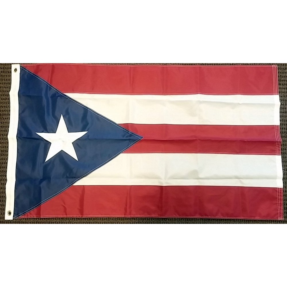 Puerto Rico Double Sided Embroidered 210D Polyester 3x5 Foot Flag ...
