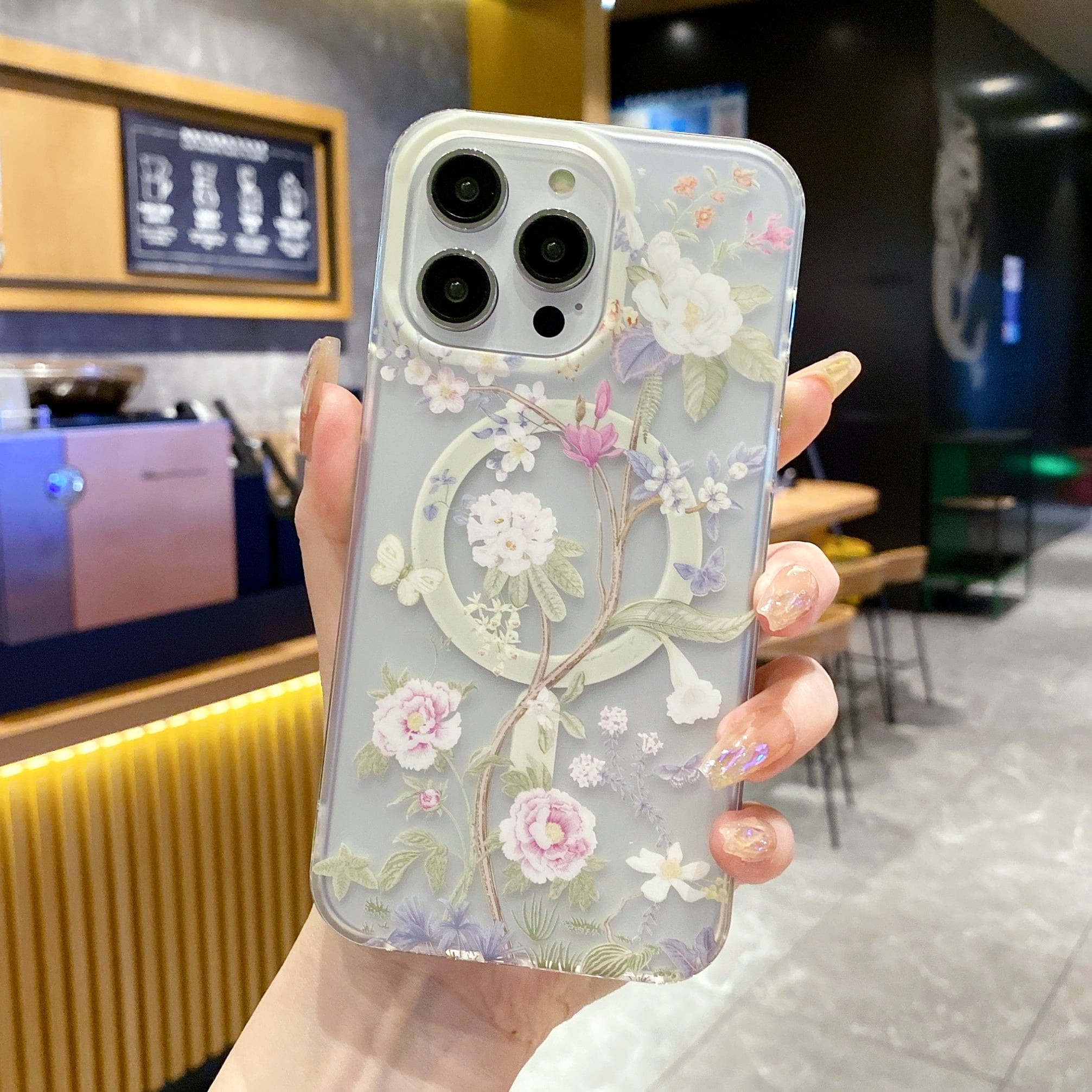 Nalacover Magnetic Clear Case for iPhone 12 Pro / iPhone 12, Flowers ...