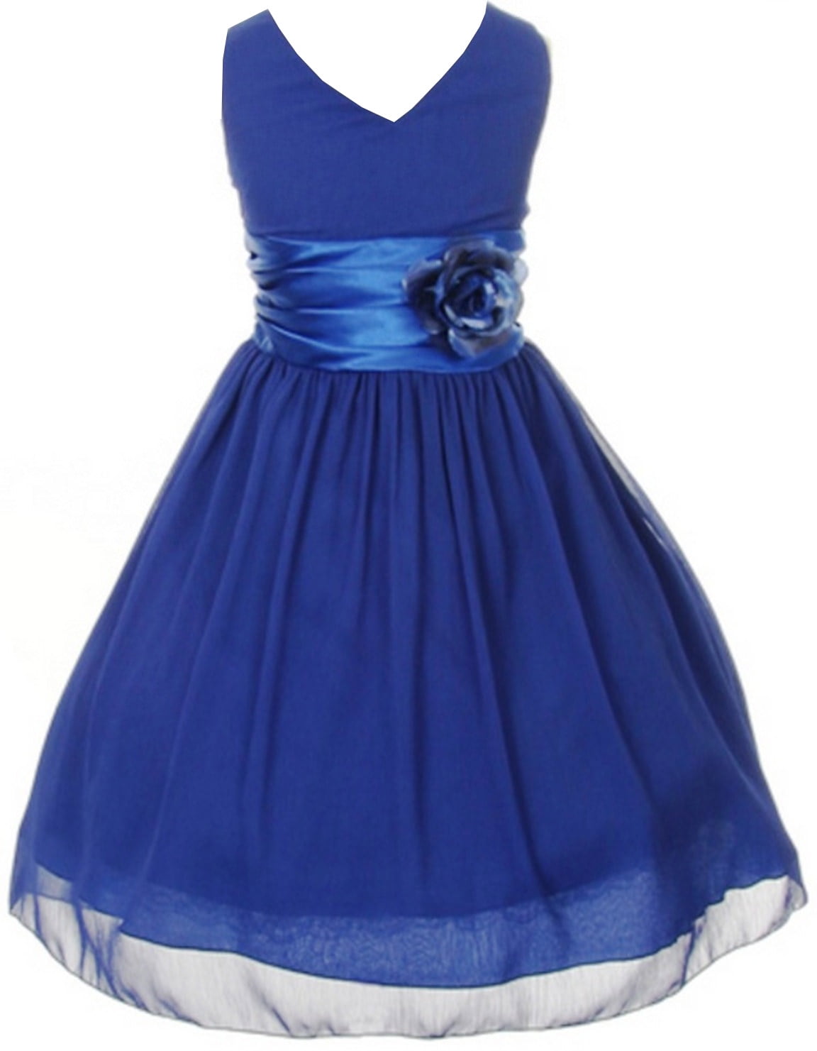 Little Girls Chiffon V Neck Back to School Party Birthday Flower Girl ...