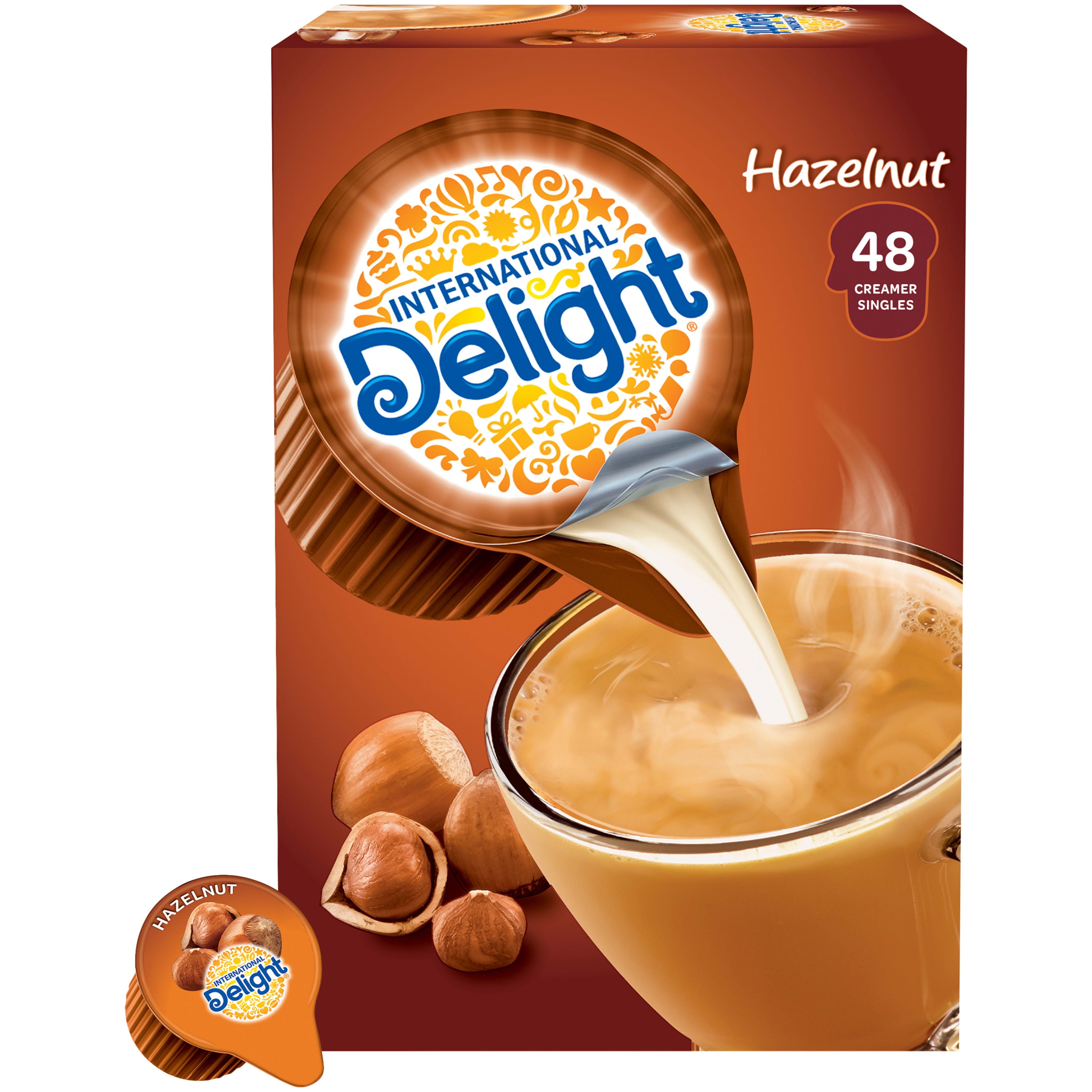 (Pack of 4) International Delight Hazelnut Coffee Creamer Singles, 48 ...