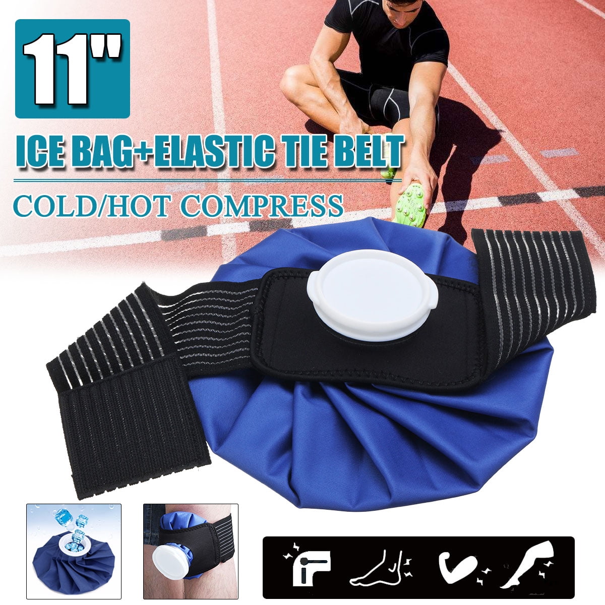 11'' Ice Bag Pack Belt Strap Hot/Cold Therapy for Injuries/Sprains Sore ...