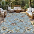 Damask Florals Indoor Outdoor Rugs 3x5 Ft, Retro Yellow Ornate Vines ...
