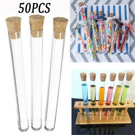 50Pcs 150mm 20ml Plastic Test Tube Wedding Candy Tubes Vial Sample ...