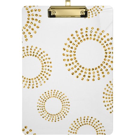 POGLIP Abstract Gold Circle Clipboard Hardboard Wood Nursing Clip Board ...