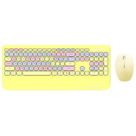 Wireless Colorblock Keyboard Mouse Combo Set Mix Color Keyboard 2.4g ...