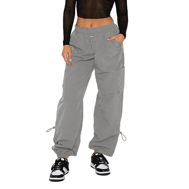 Womens Baggy Cargo Pants Streetwear Hip Hop Joggers Sweatpants Casual