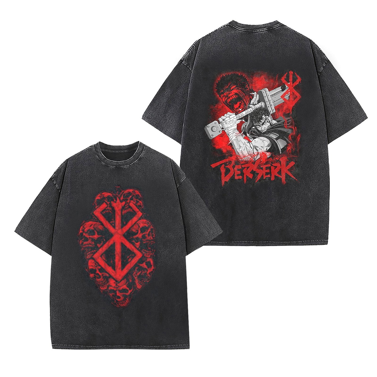 Click here for Fengzan Berserk T-Shirt Anime Print Casual Washed... prices