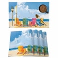 Beach Chairs Placemats Set of 8, Summer Beach Ocean Seagull Sky Heat ...