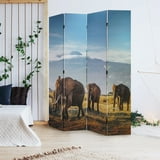 American Art Decor Double-Sided African Elephants & Zebras Animals ...