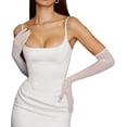 Dalrosia Women's Long Stretchy Mesh Tulle Sheer Gloves Costume Wedding ...