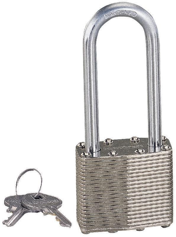 ProSource Laminated Padlock 1-1/2 In 4 Pins Long Hardened Steel Shackle ...