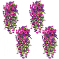 UU&T Artificial Fake Hanging Flowers for Outdoor, 4 Pcs Faux Silk ...