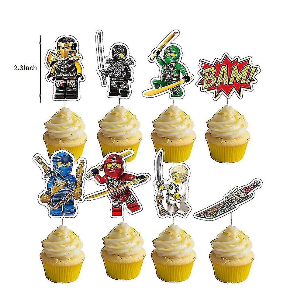Lego Ninjago Happy Birthday Pull Flag Banners Balloons Cake Toppers ...
