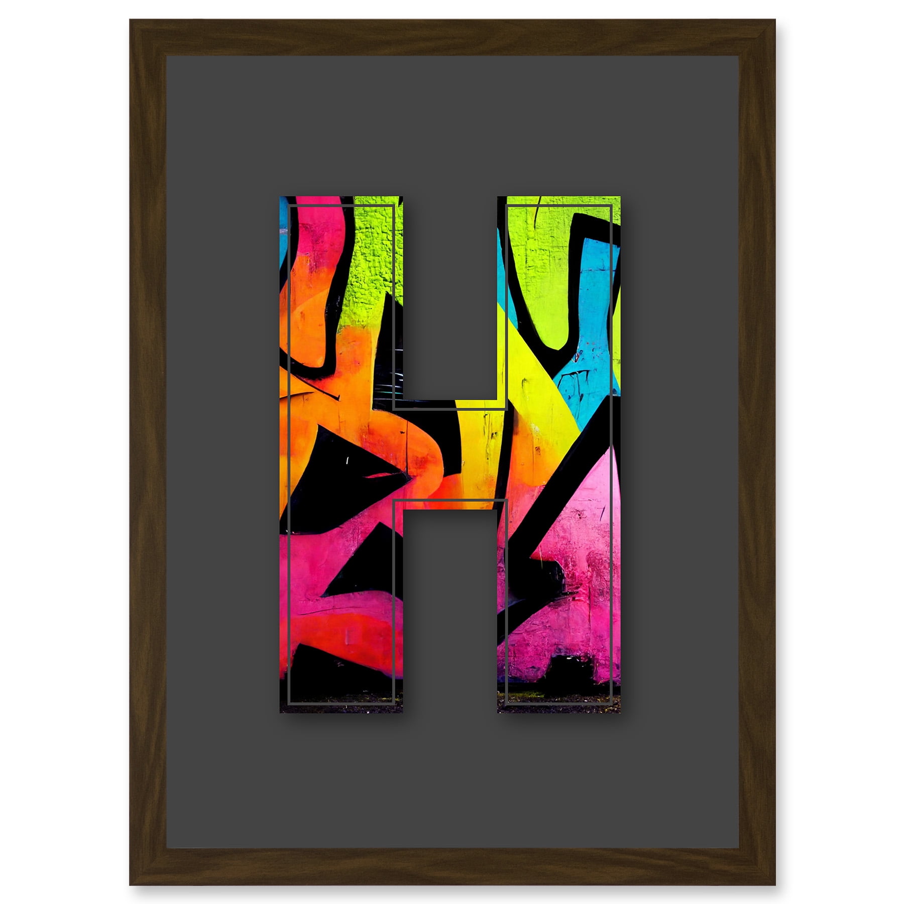 Letter H Neon Tagging Decorative Graffiti Mural Alphabet Initial ...