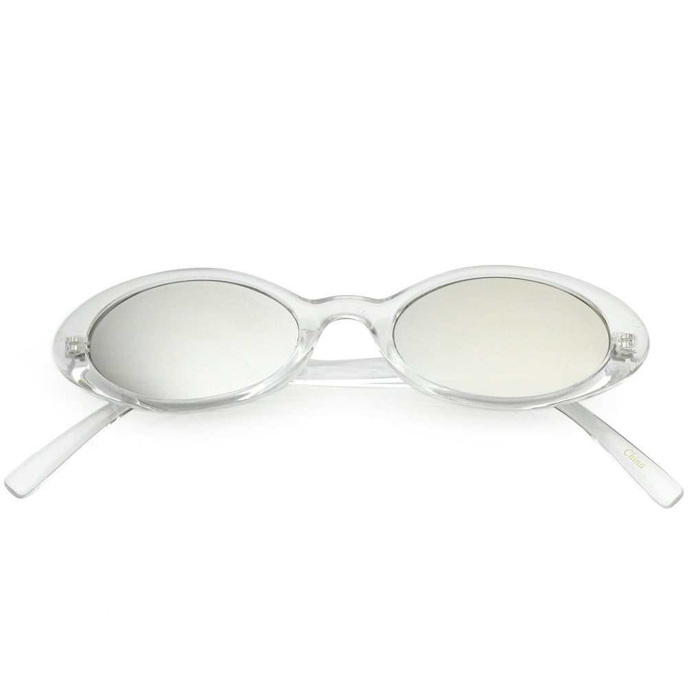 sunglass.la - Retro Small Transparent Oval Sunglasses Colored Mirror ...