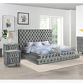 FOA Biron 3pc Gray Fabric Upholstered Bedroom Set - Queen + 2 ...