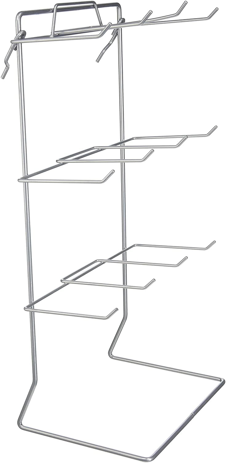 Counter Top Display Rack with 12 Single Peg Hook In Silver (Holds 3" x ...