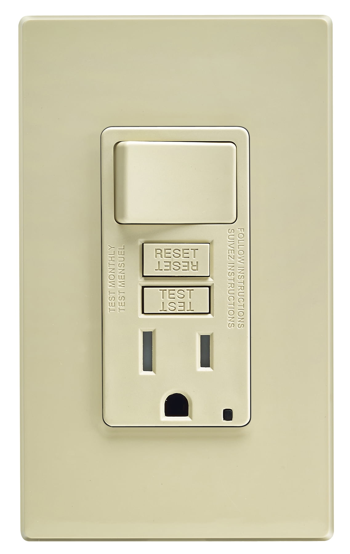 Leviton C91-GFSW1-00I 15 Amp Ivory SmartlockPro Self-Test GFCI ...