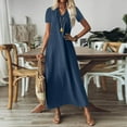 Qwertyu Cotton Dress for Womens Linen Maxi Dress V Neck Flowy Short ...