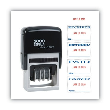 COSCO 2000PLUS Self-Inking Heavy-Duty Line Dater with Microban, 1.25" x 1.8125", Red/Blue ...