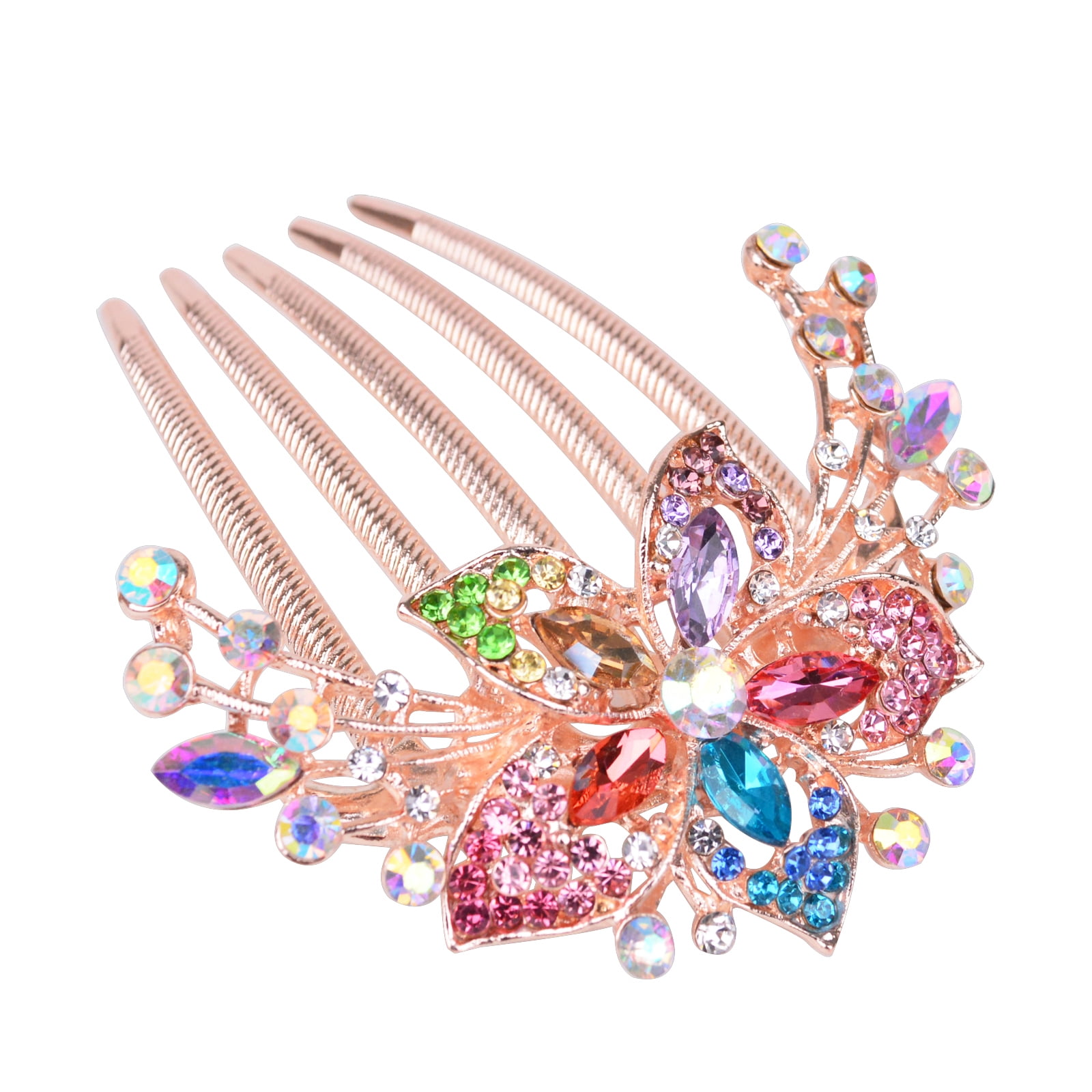 Sankuwen Women Rhinestone Inlaid Flower Hair Comb Hairpin Barrette ...
