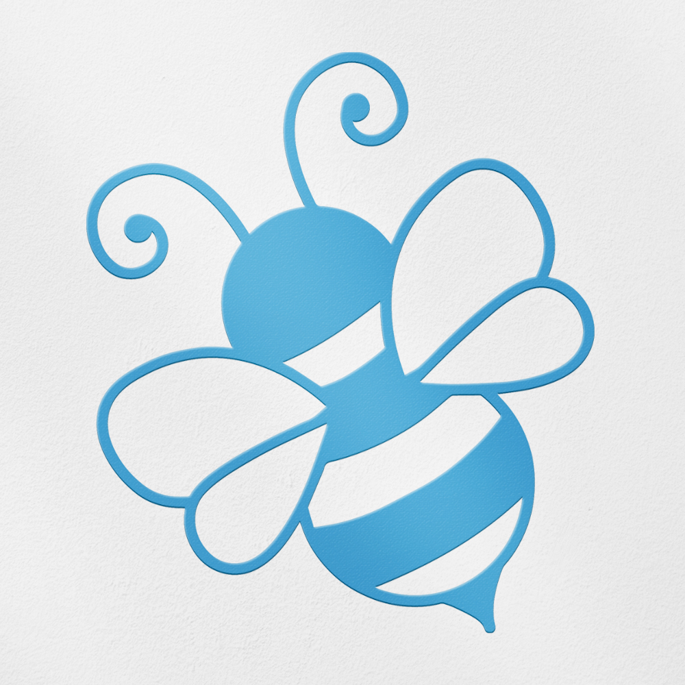 Transparent Decal Stickers Of Cute Little Bee Illustration (Azure Blue ...