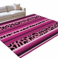 Area Rug 4x6ft, Mexican Rose Red Stripes Animal Print Texture Washable ...
