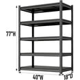 78"H Sturdy Steel Storage Rack, 5-Tier Tall Bookshelf, 2000lb Metal ...