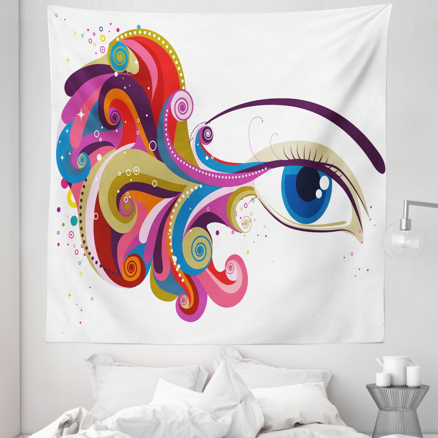 Eye Tapestry, Abstract Art Woman's Eye Colorful Vibrant Swirls Dots ...