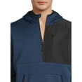 Athletic Works Men's Quarter Zip Tech Fleece Pullover with Hood, Sizes ...