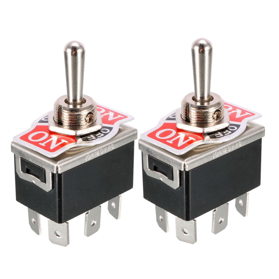 2 X Black Dpdt 3 Position On Off On Momentary 6 Terminals Toggle Switch