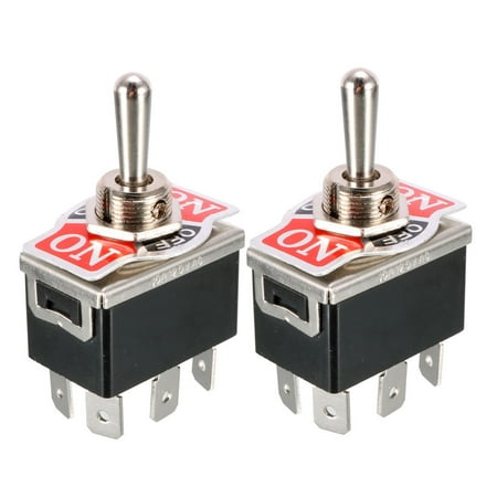 2 x Black DPDT 3 Position ON/OFF/ON Momentary 6 Terminals Toggle Switch ...