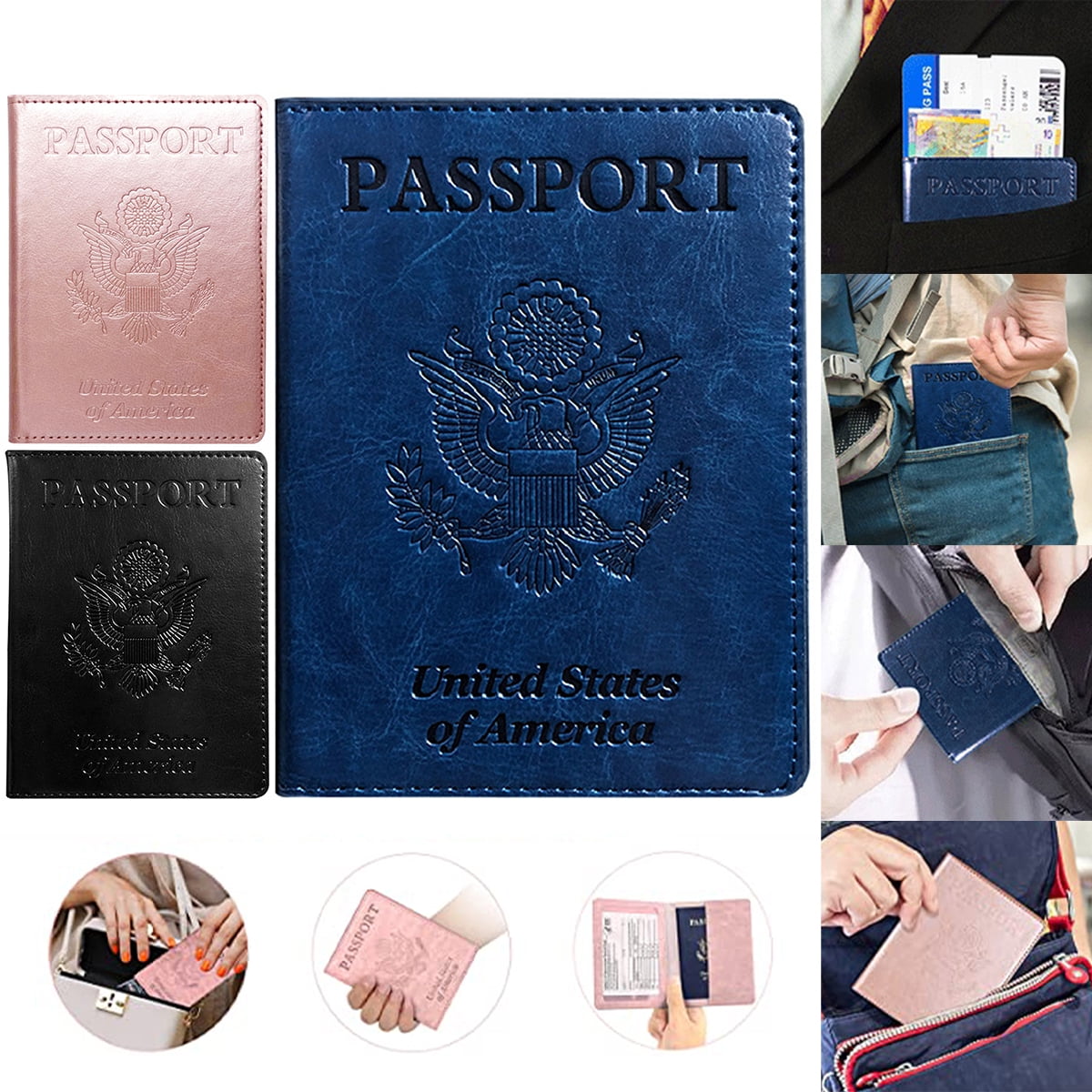 Niyofa Passport and Vaccine Card Holder Combo PU Leather Passport ...