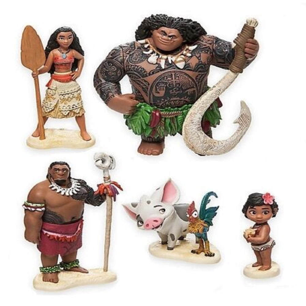 Moana Maui Hei Hei Pua Playset 5 Figure Cake Topper Toy Doll 5pc Set ...