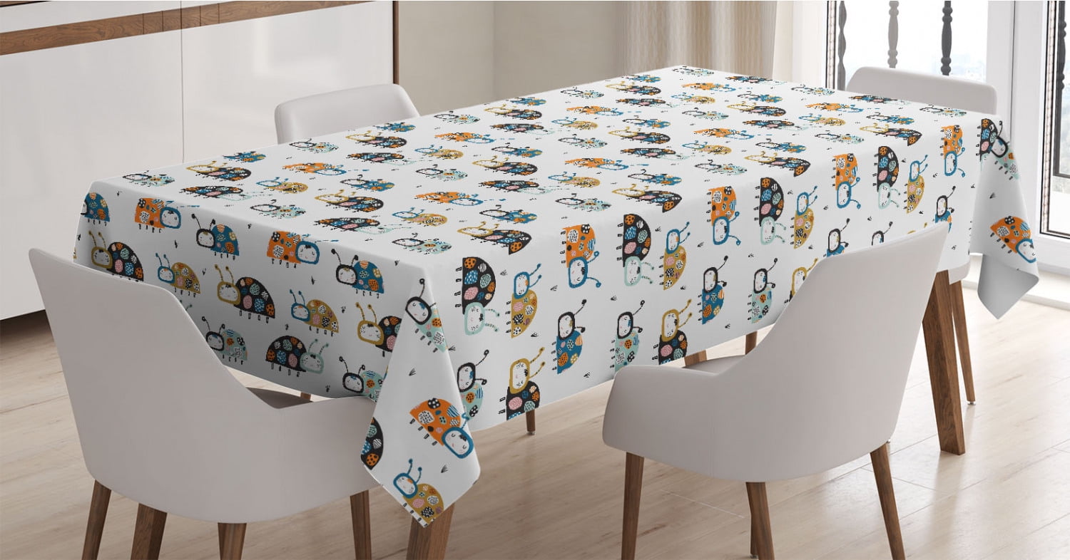 Ladybird Tablecloth, Dotted Insects in Smiling Faces Theme Pattern on ...