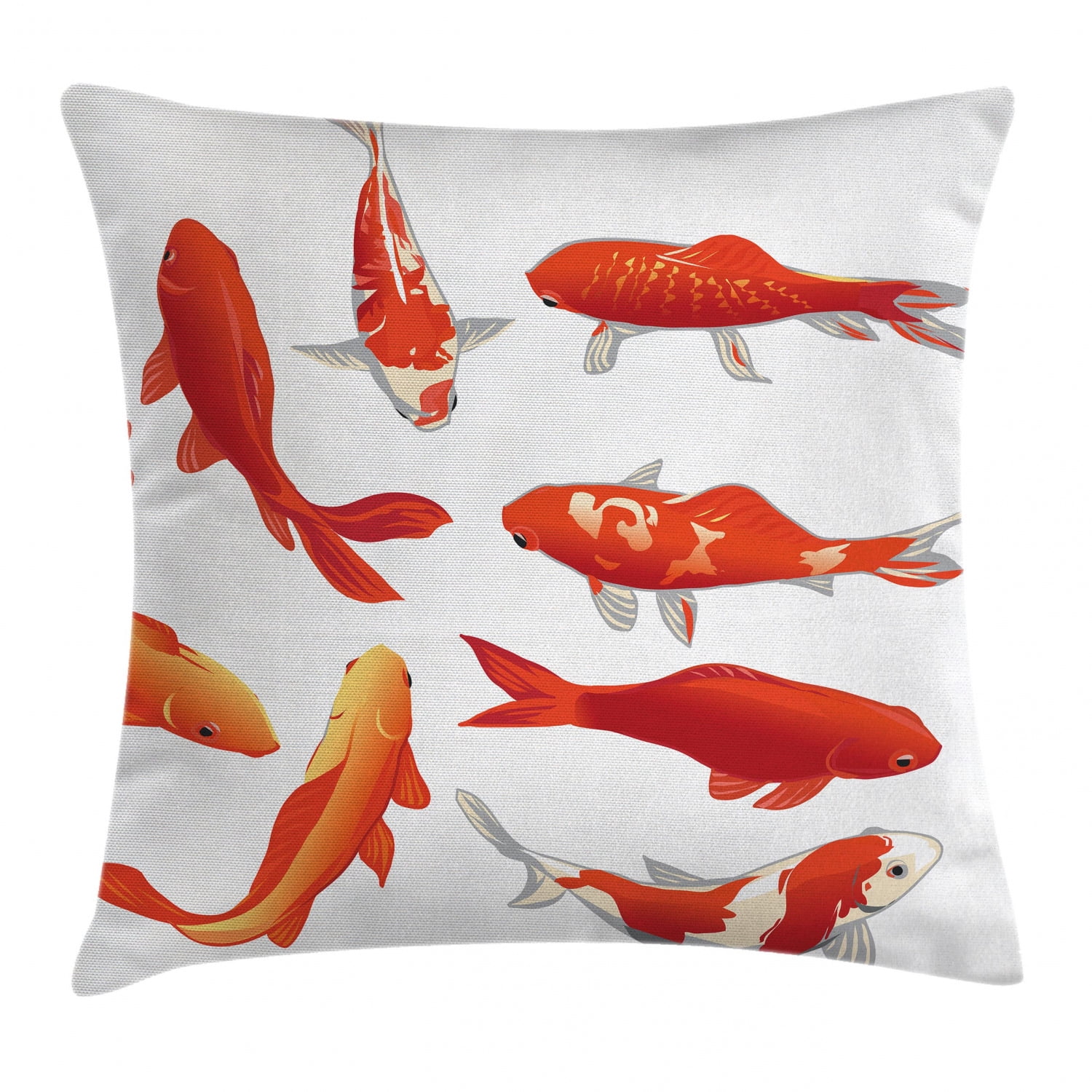 Ocean Animal Decor Throw Pillow Cushion Cover, Legendary Koi Fish Band ...