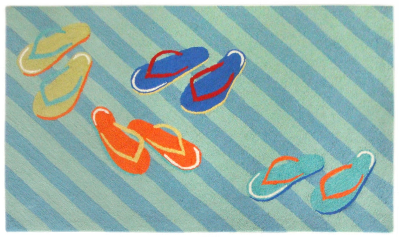 Liora Manne Frontporch Flip Flops Indoor/Outdoor Rug Blue 42"X66 ...