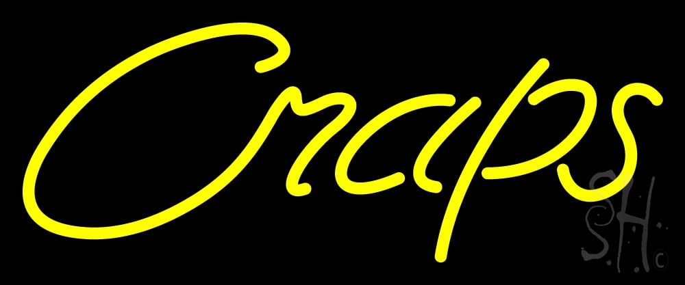 Cursive Letter Craps 3 LED Neon Sign 6 x 15 - inches, Black Square Cut ...