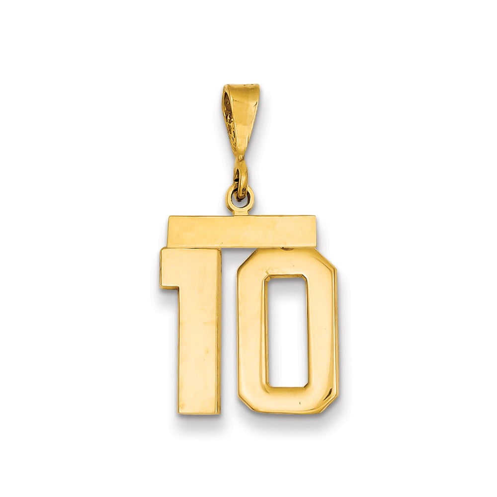 Real 14kt Yellow Gold Medium Polished Number 10 Charm Pendant; for ...