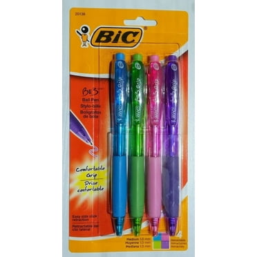 Bic BU3 Comfort Grip Retractable Ballpoint Pens, Assorted 5 ea ...