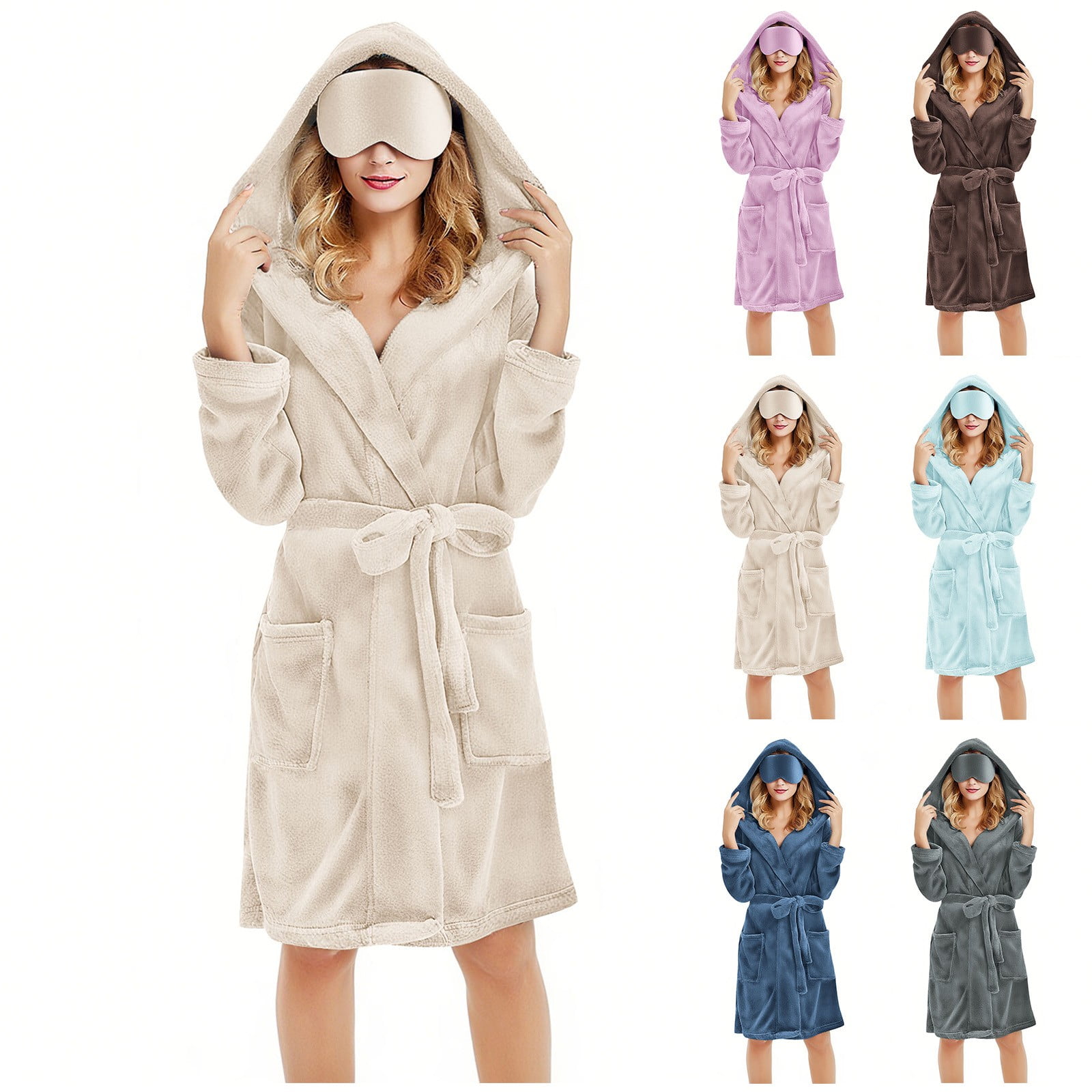 Click here for Frostluinai Women Fleece Robe With Eye Mask Short... prices