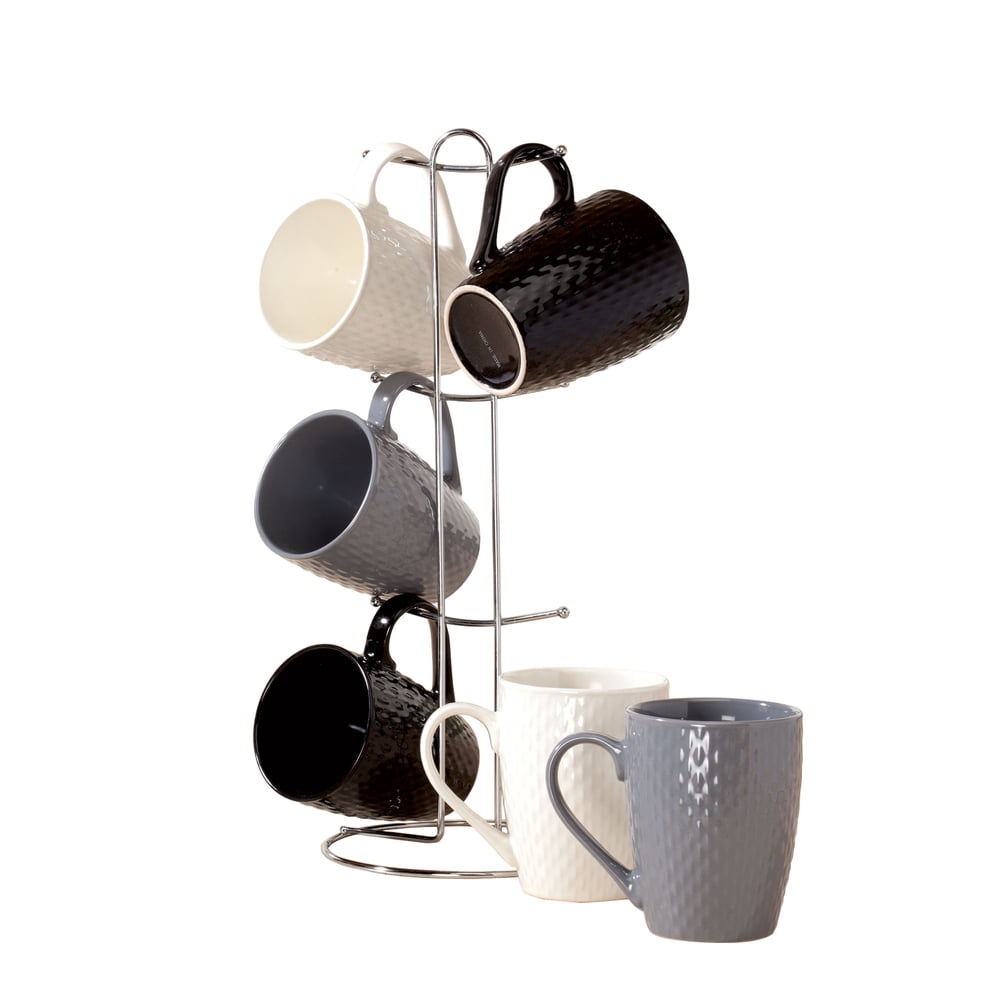 Textured Mug Set with Stand, 7 Pieces - Walmart.com - Walmart.com