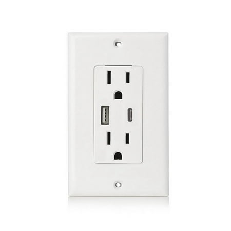 USB Type-c Wall Socket 4.8A Charger Adapter US Plug Power Outlet Plate ...