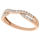 14K Rose Gold Round Diamond Contour Enhancer Ring Ladies Wedding Band 0 ...