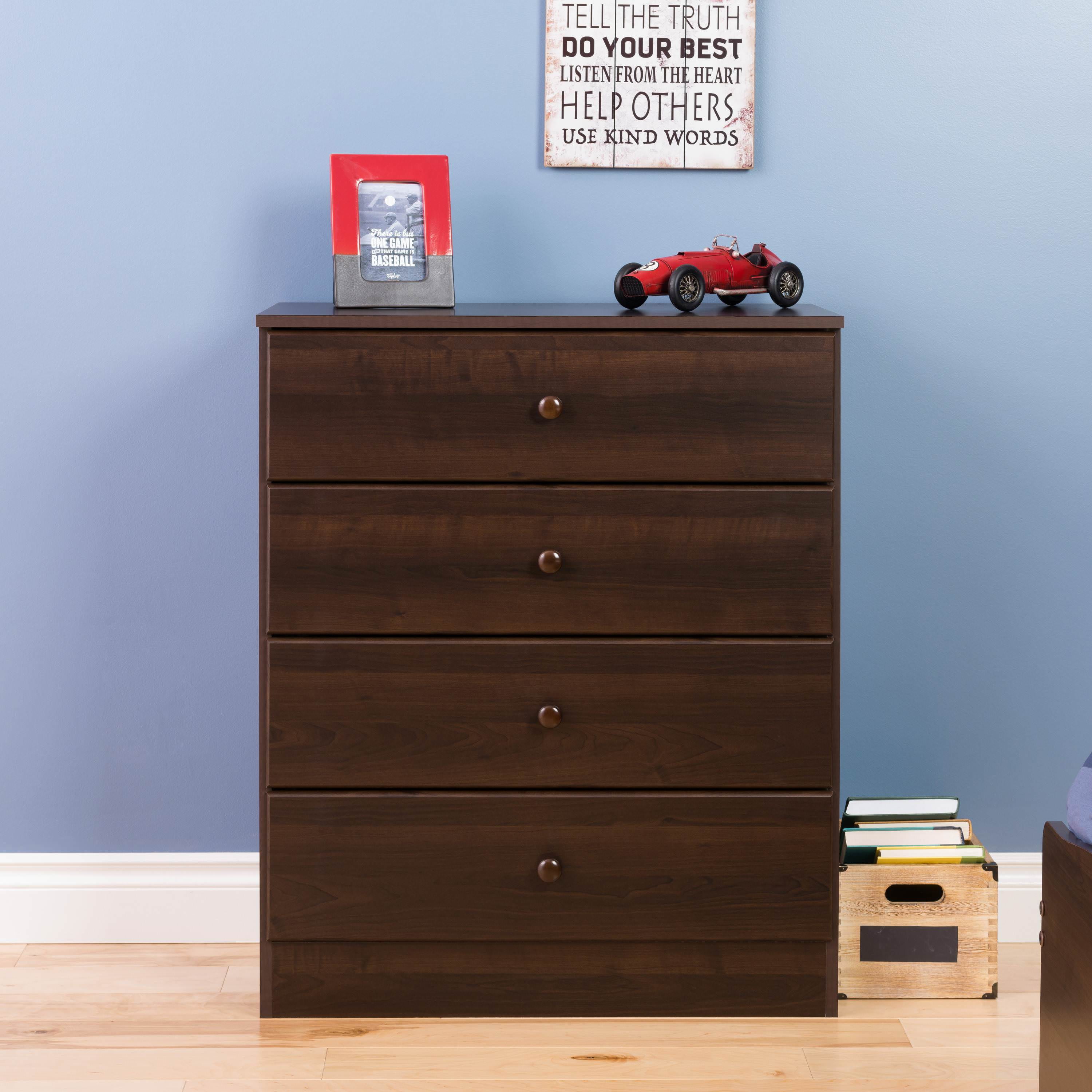 Prepac Astrid Modern 4-Drawer Vertical Dresser, Espresso - Walmart.com